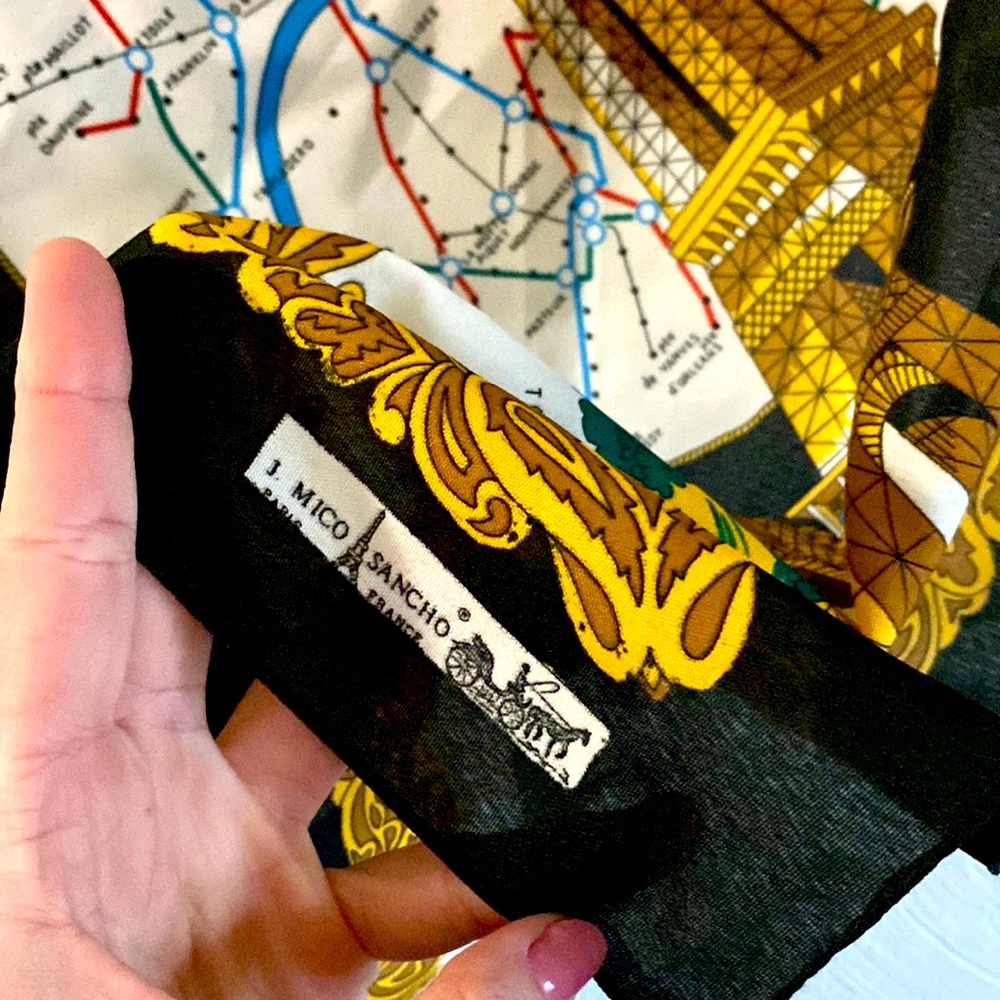 Vintage Paris Scarf Eiffel Tower Map Oversized Scarf … - Gem